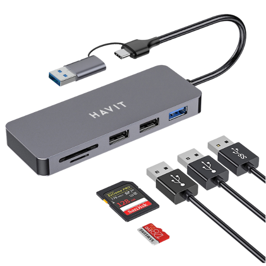 Konvertor USB multi-Interface HUB 5 in 1 HV-H41